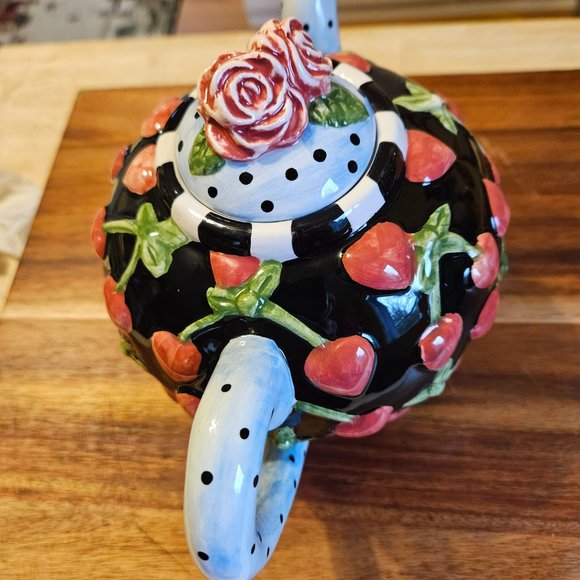 Kitchen | Decorative Teapot With Raised Cherry And Polka Dot Handle ...